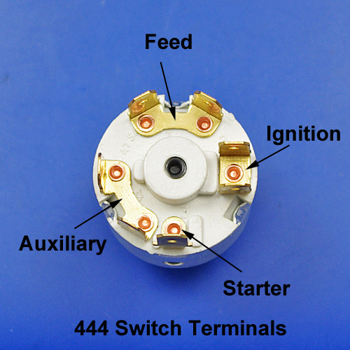 444: Ignition switch, panel mounted - 4 key position, AUX (left)/OFF ...