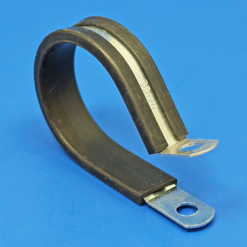 ZPRPC38: Rubber lined steel 'P' clip for 38mm diameter tube - Rubber ...