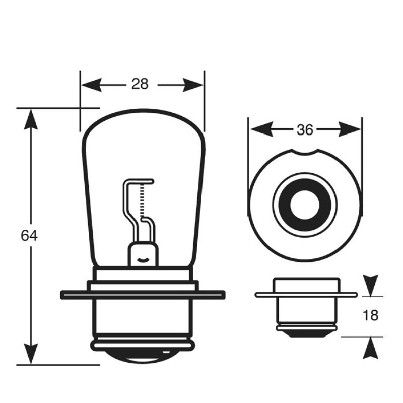 B172: British Pre-focus 6 Volt single contact P36S base, 36 watt spot ...